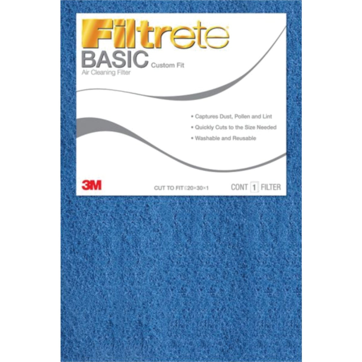 1 PK, Filtrete 20 In. x 30 In. x 1 In. 100 MPR Basic Custom Fit ...