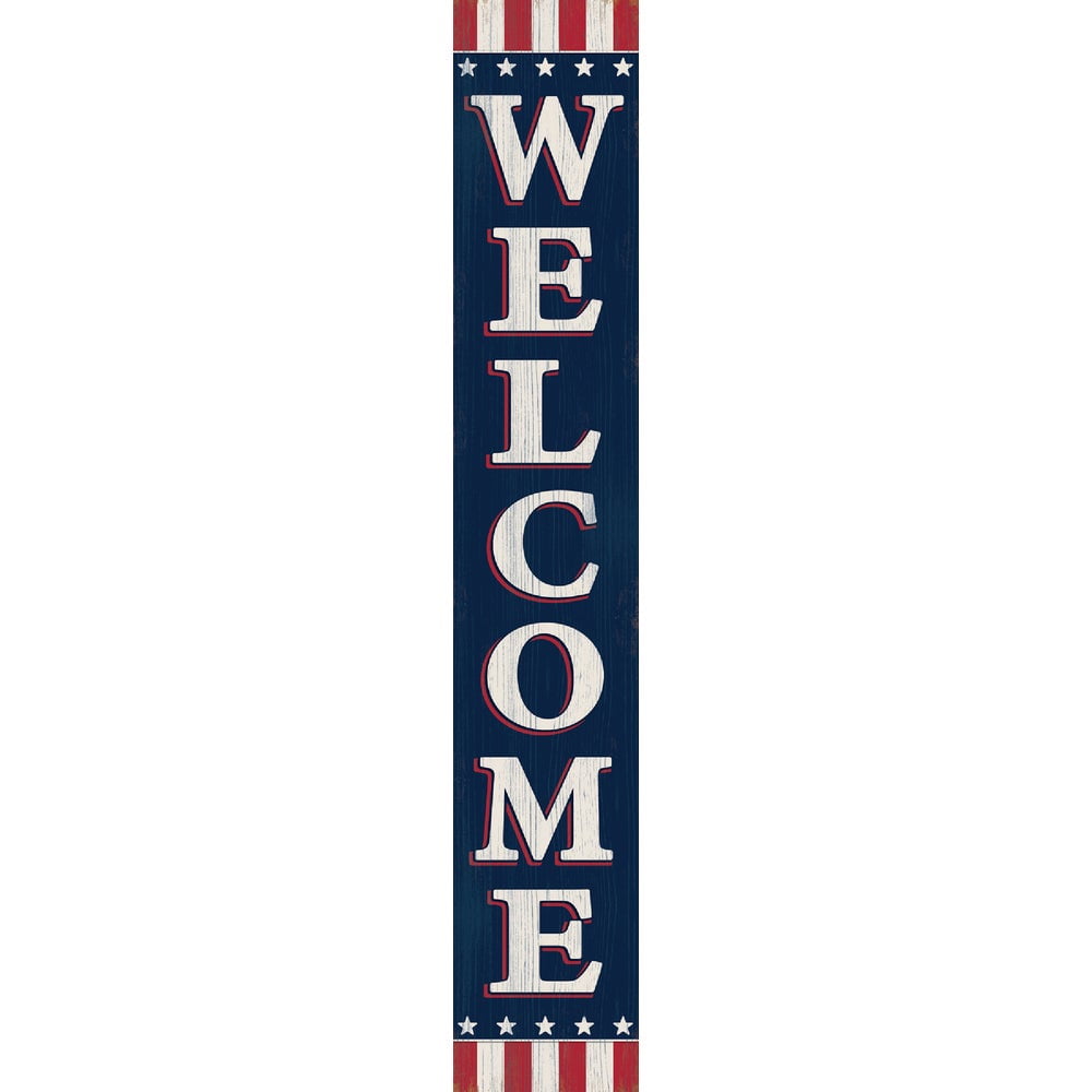 1 PK, My Word! Welcome Patriotic Navy Flag 8 In. x 46.5 In. Porch Board ...