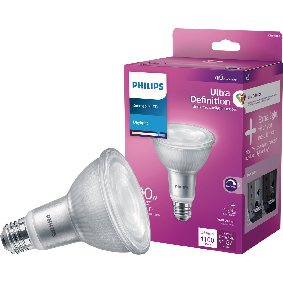1 PK, Philips Ultra Definition 100W Equivalent Daylight PAR30L Medium ...