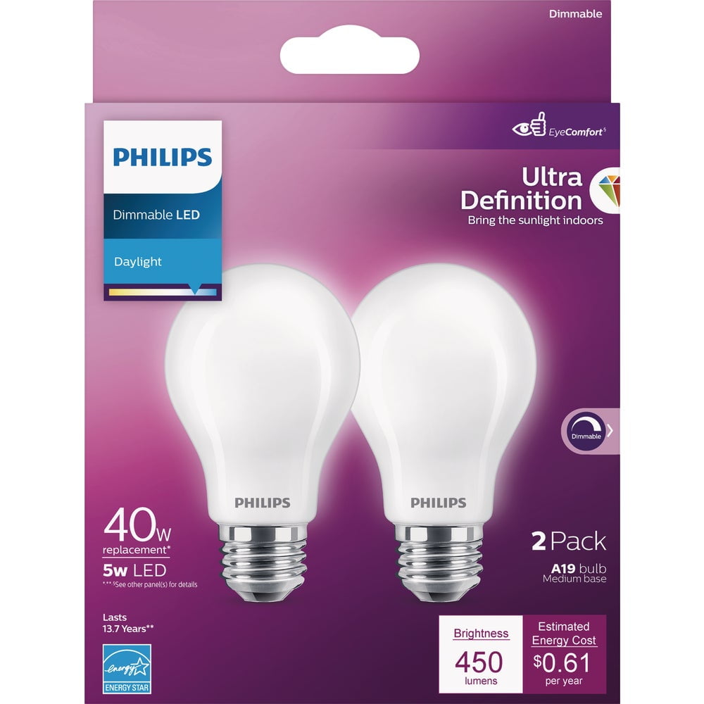 1 Pc Philips Ultra Definition 40W Equivalent Daylight A19 Medium Led ...