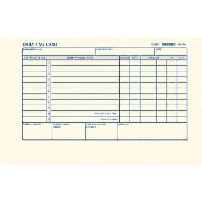 1 PK,Rediform Daily Time Clock Cards (4K406) - Walmart.com
