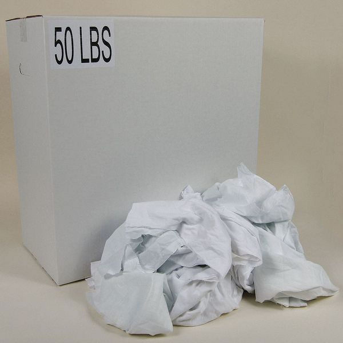 1 PK ZoroSelect Recycled Cotton Sheeting Cloth Rags, 50 lb Box, Sizes ...