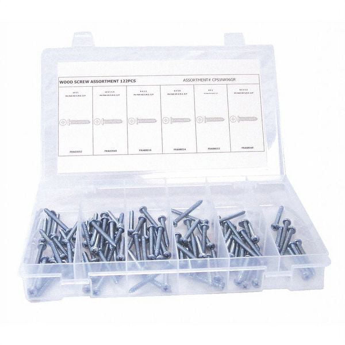 1 PK ZoroSelect Wood Screw Assortment, Steel, Zinc Plated Finish ...