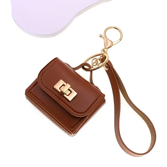 1 PU Leather Mini Bag Keychain - Fashionable Coin Purse with Golden ...