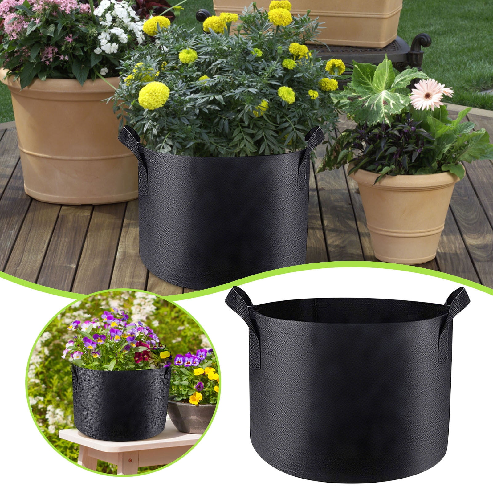 10-Pack 10 Gallon Grow Bags, Thickened Nonwoven Fabric Pots with ...