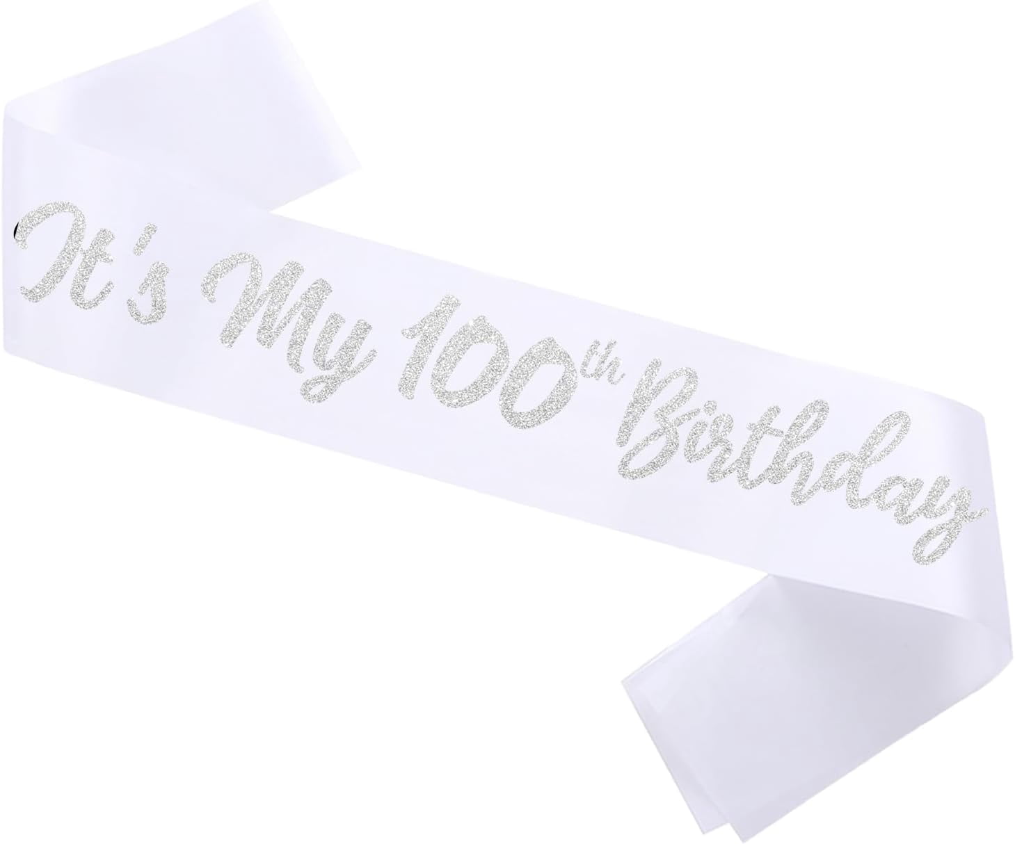 1 Pack 100th Birthday Sash, Black Satin with Silver Glitter Lettering ...