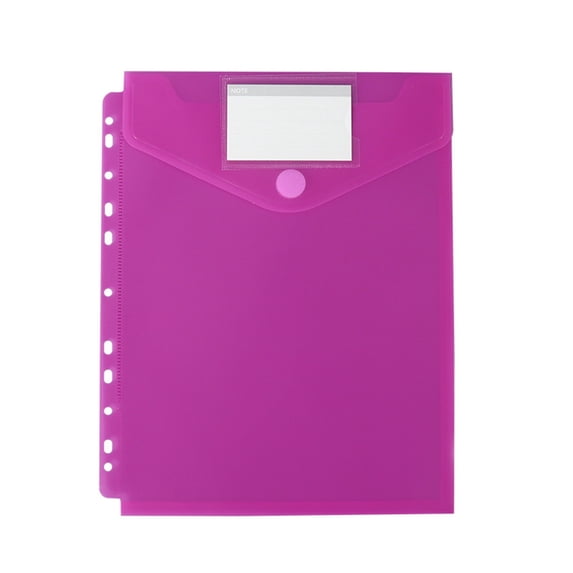 1 Pack 11-Hole Punch Poly File Folder, Vertical Binder Pocket with Snap ...