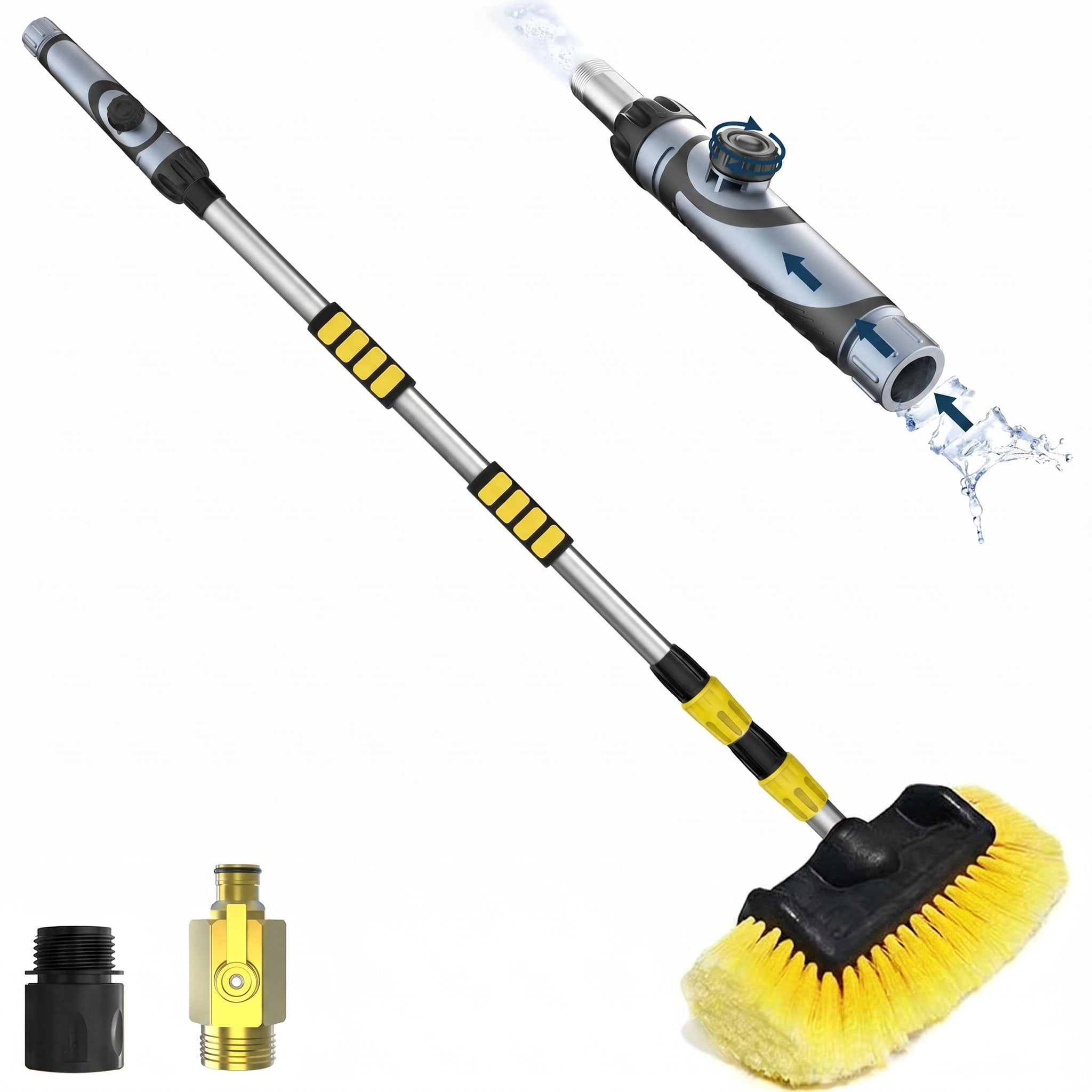 1-Pack 12 ft Telescoping Car Wash Brush with Soap Dispenser, 12-Inch ...