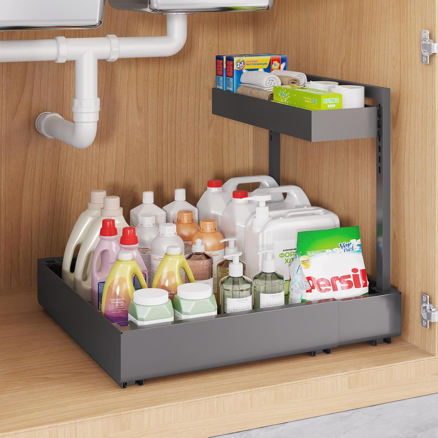 1 Pack-13-20.7" W Expandable Under Sink Organizer, Slide Out Under ...
