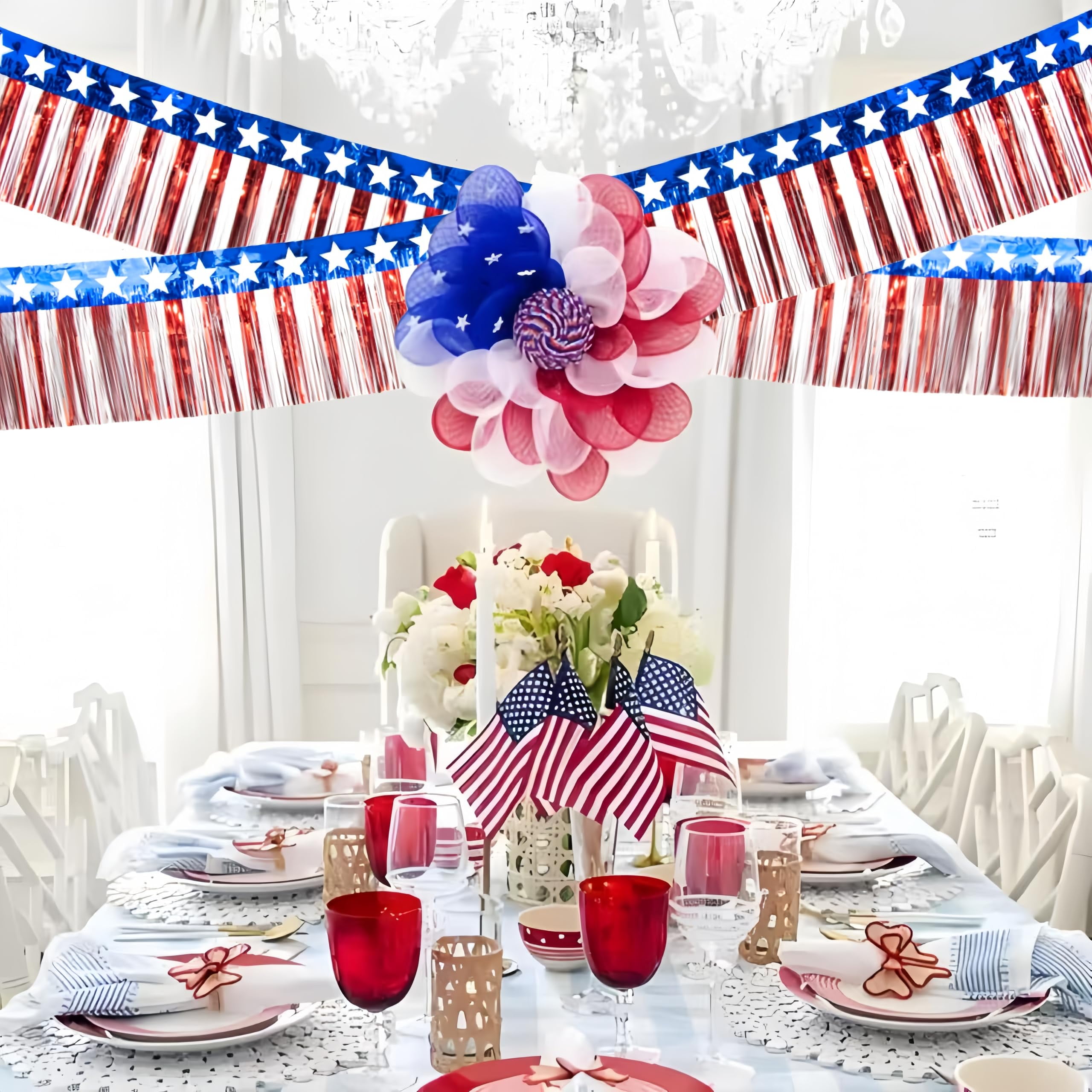 1 Pack 16.4 Feet Foil Fringe Garland Metallic Tinsel Streamers Banner ...