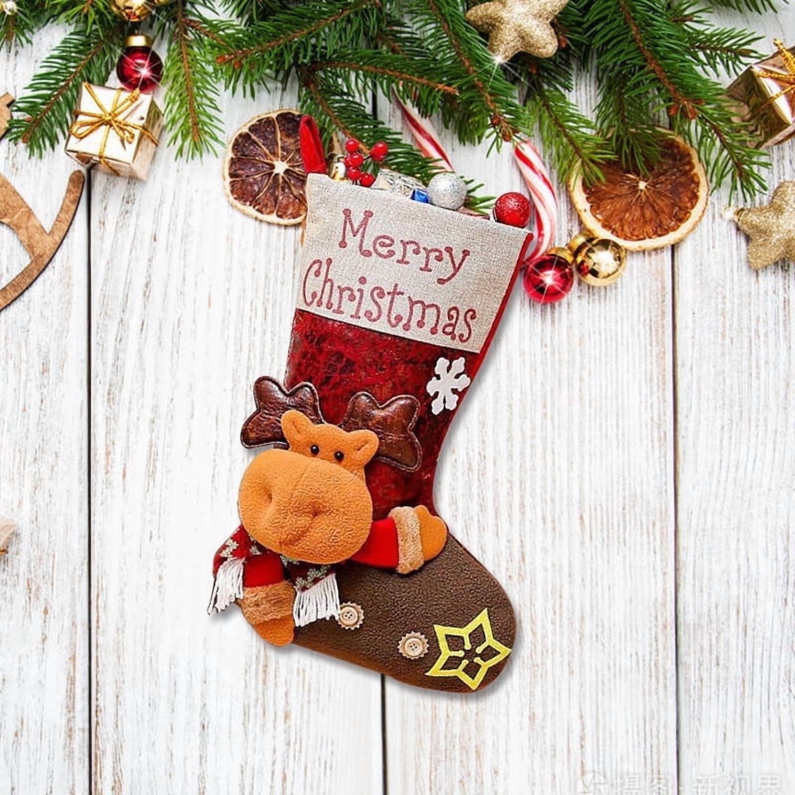 1 Pack 18" Christmas Stocking , Classic Large Stockings with 3D Plush ...