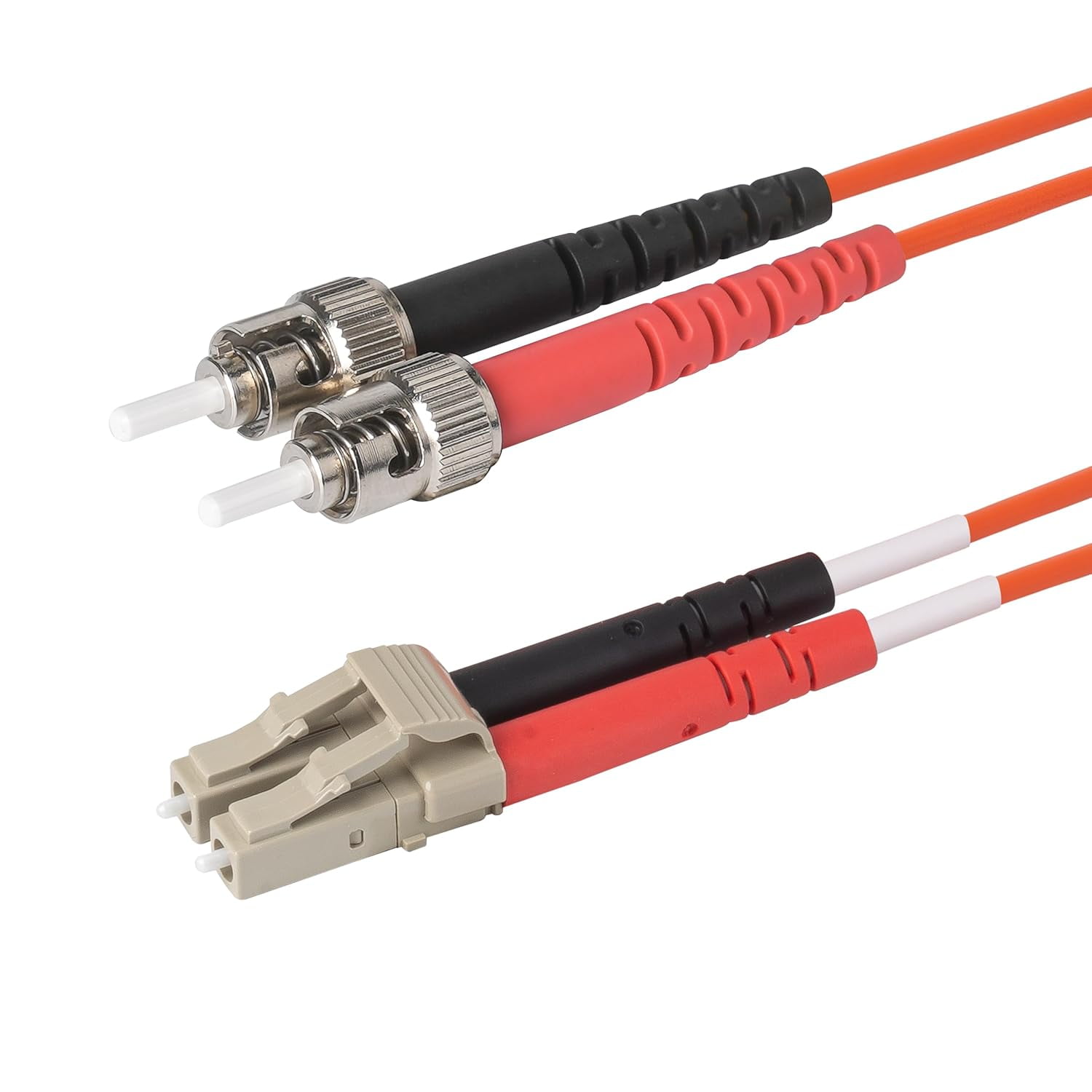 1-Pack 2 Meter ST to LC Fiber Optic Patch Cable, Red and Black Boots ...