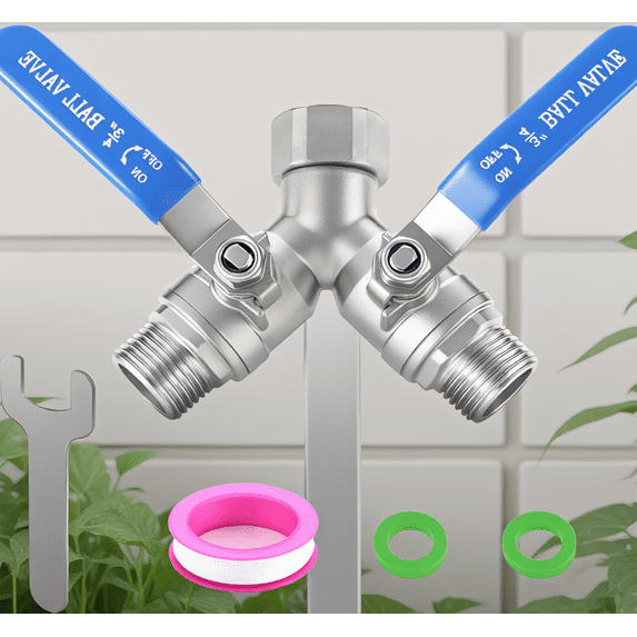 1-Pack 2-Way Garden Hose Splitter, 304 Stainless Steel Y Valve, Full ...