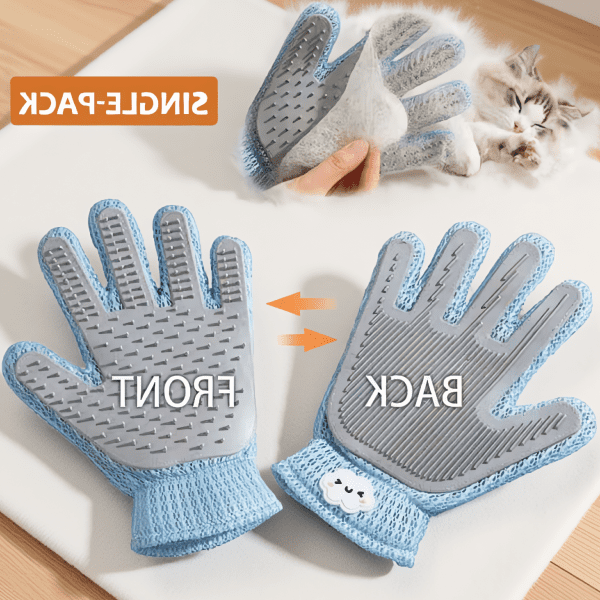 1-Pack 2-in-1 Pet Glove Double-Sided Deshedding Massage Brush for Cats ...