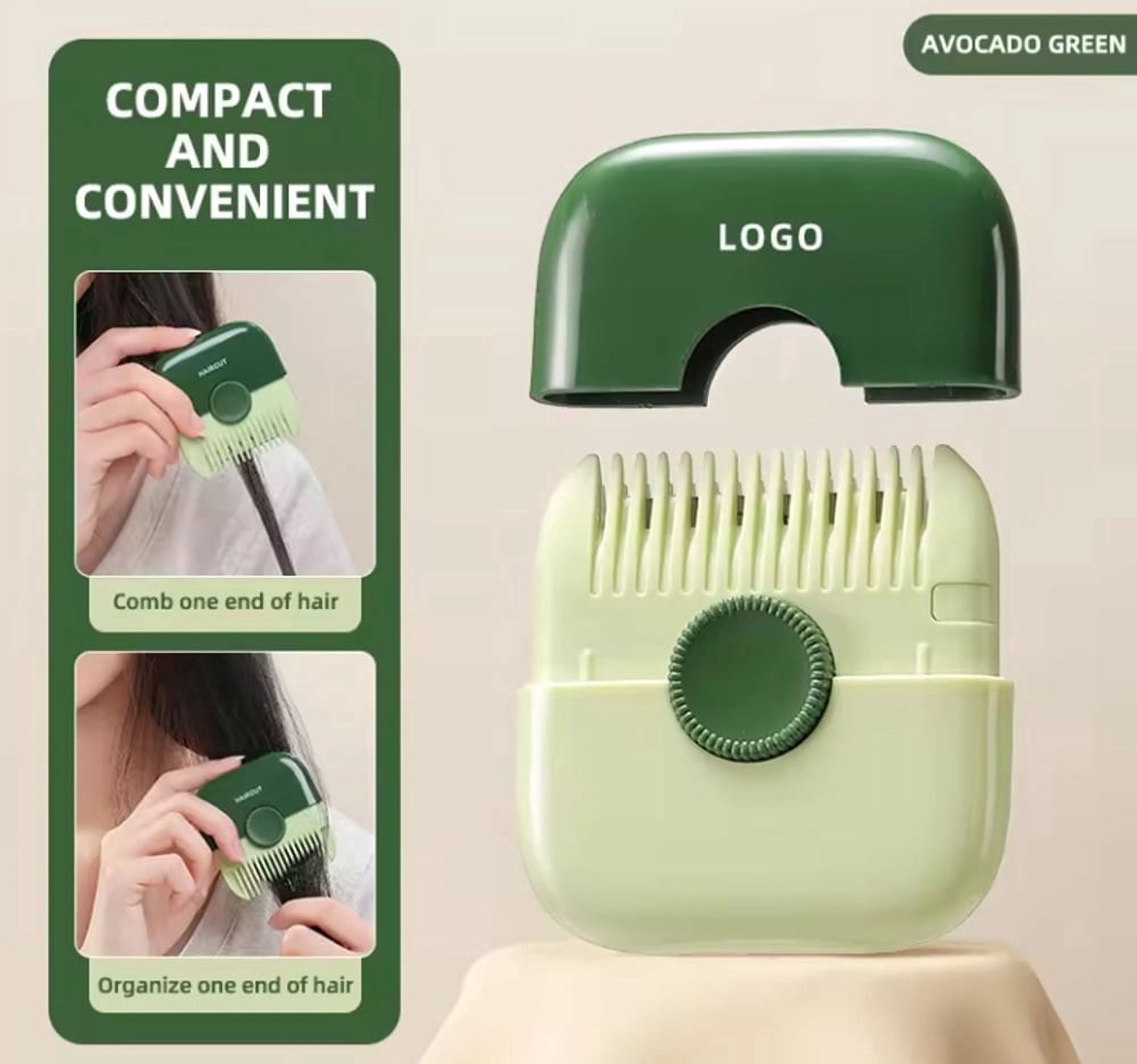2-in-1 Split End Hair Trimmer & Bangs Trimmer, Double-Sided Razor Comb ...