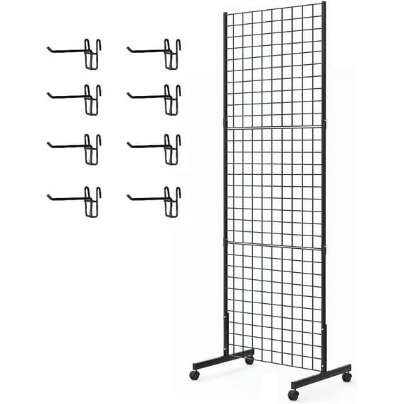 1 Pack 2'x 5' Three Pieces Gridwall Panels Stand with T-Base, Black ...
