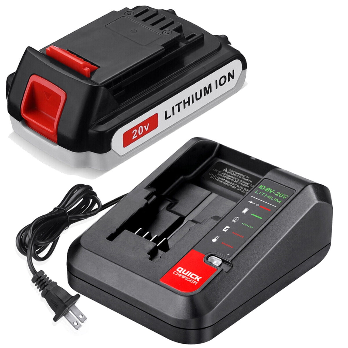 20V Cordless Lithium MAX Battery & Charger Pack for Black & Decker ...