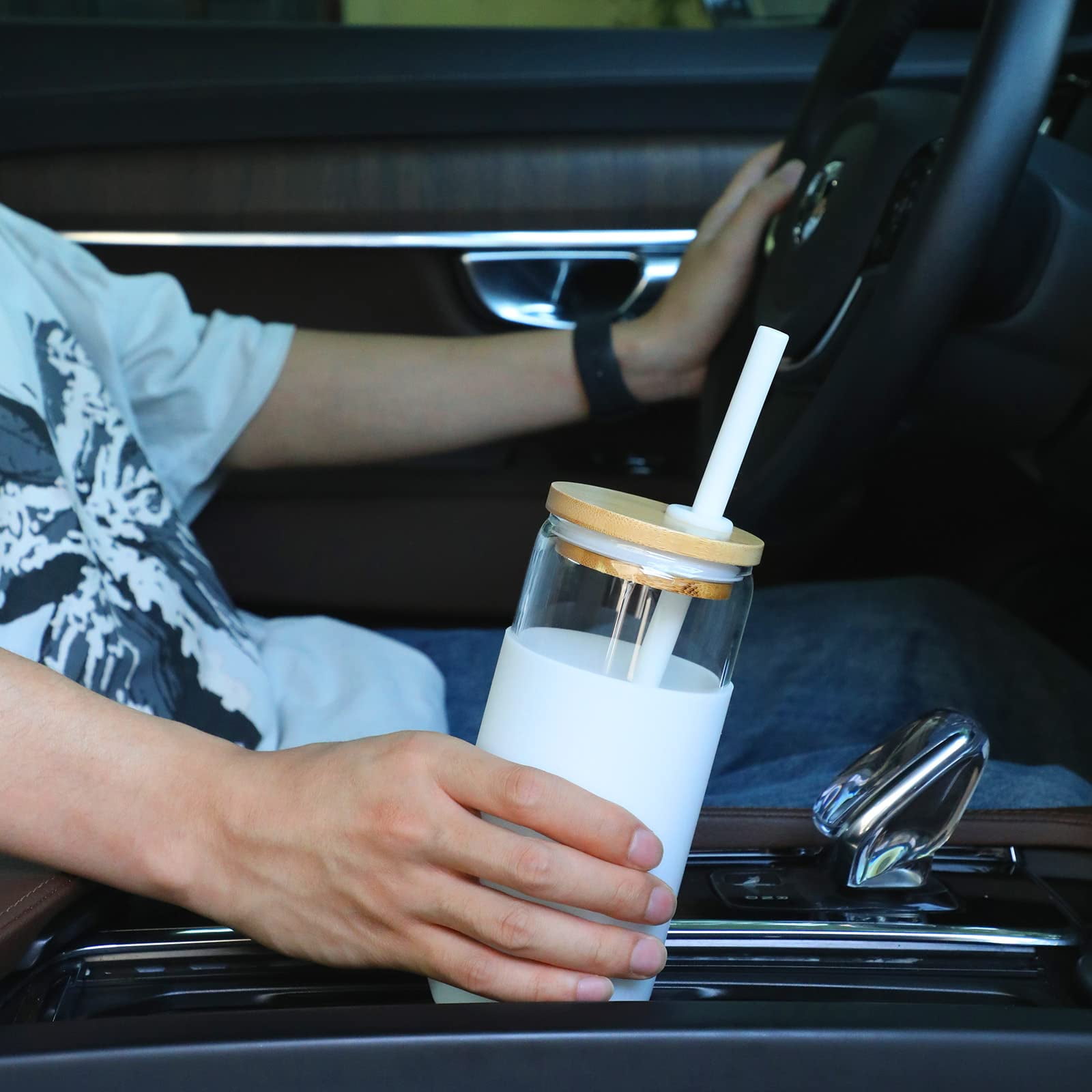 1 Pack 20oz Glass Coffee Cups with Silicone Protective Sleeve - Beer ...