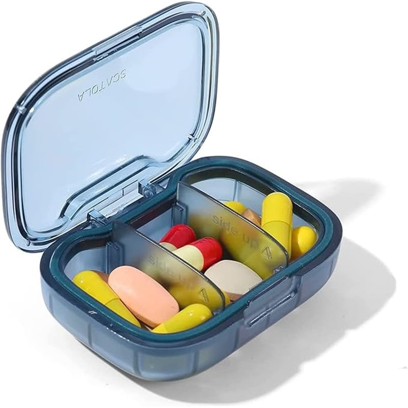 1 Pack 3 Compartment Pill Box, Moisture Proof Pill Case, Travel Pill ...
