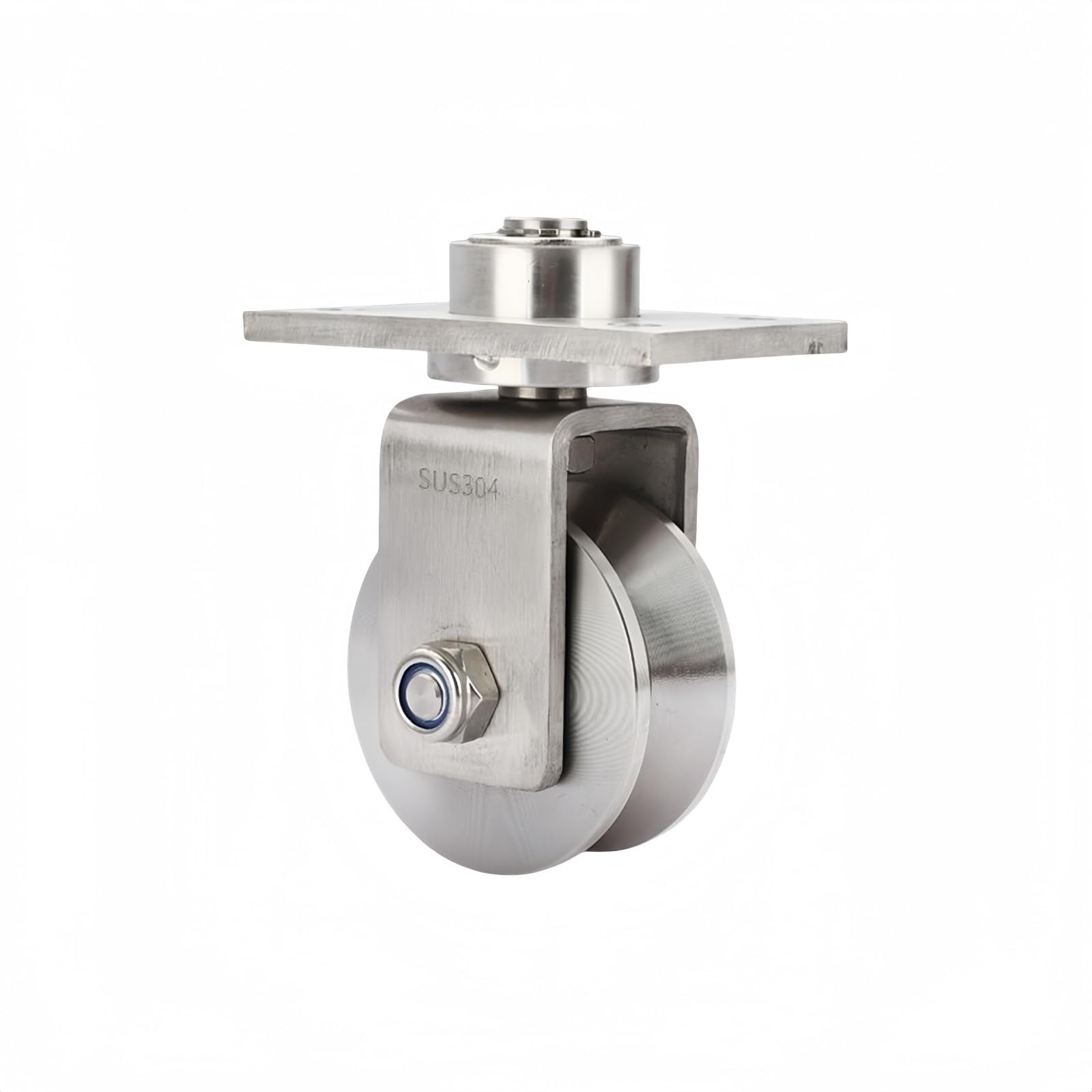 1 Pack 3" U Groove Swivel Wheel with Plate, SUS304 Silent Pulley ...