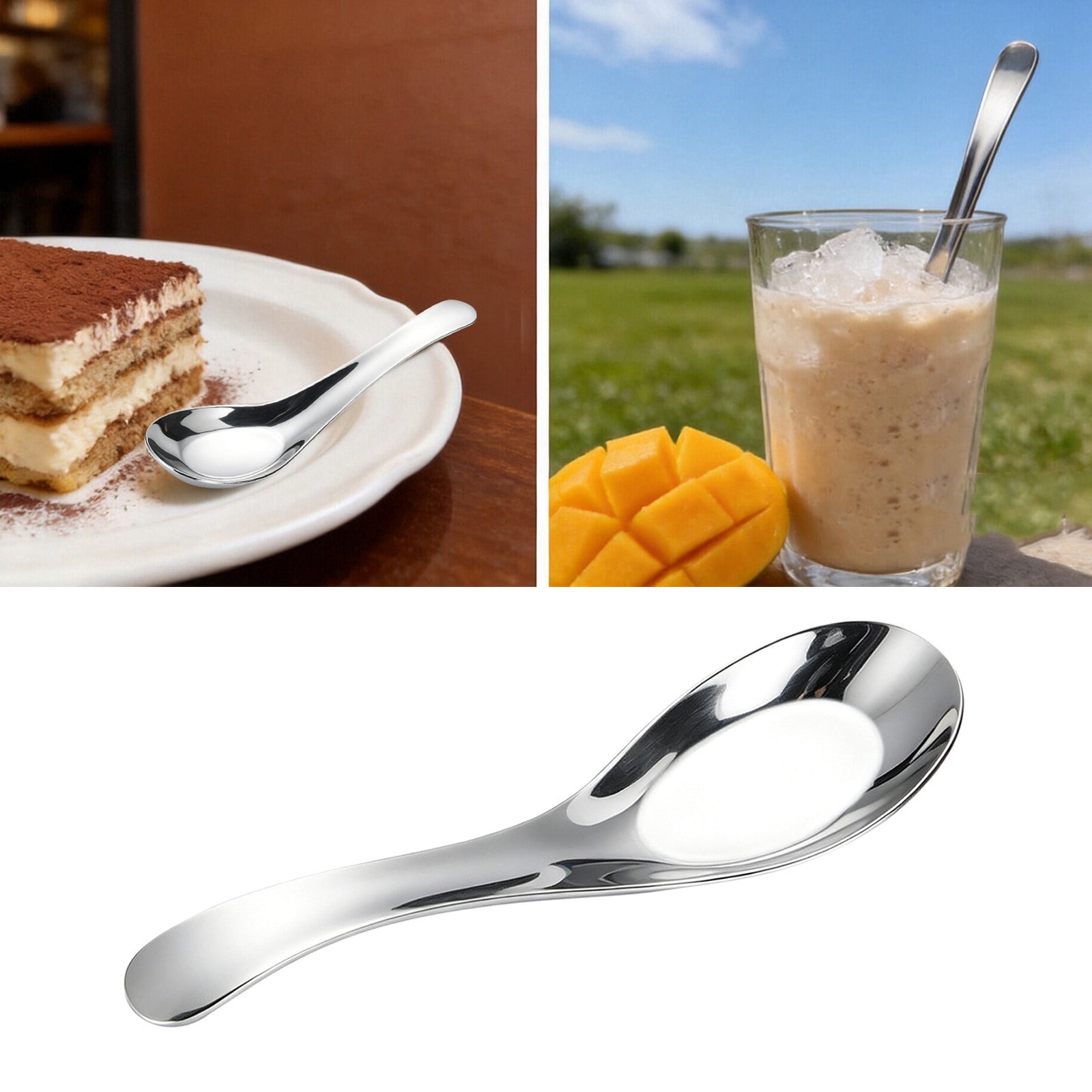 1 Pack 304 Stainless Steel Soup Spoon, Asian Style Dinner Spoon with ...
