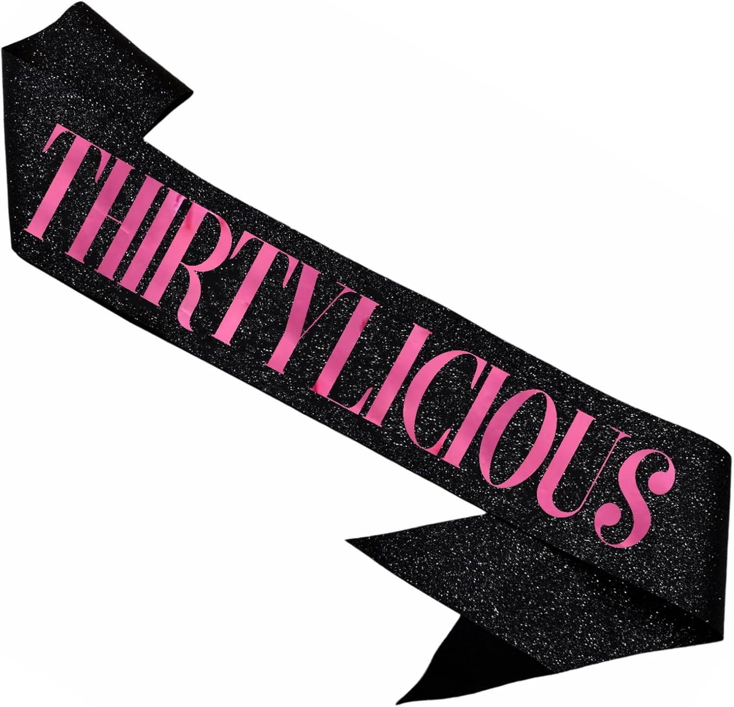 1 Pack 30th Birthday Sash, Black Glitter Satin with Pink "Thirtylicious ...