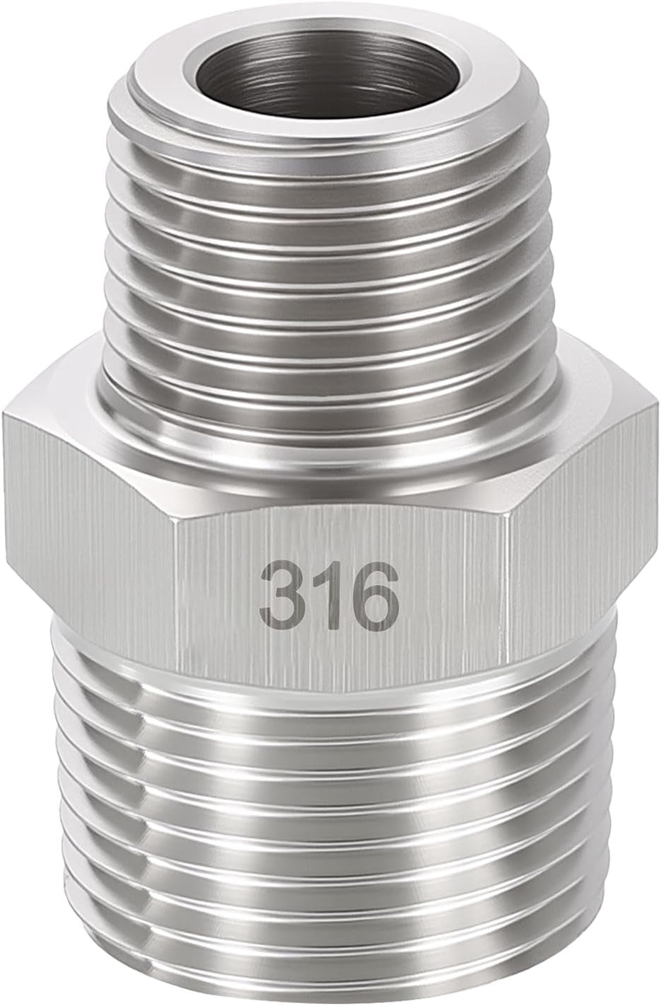 1 Pack 316 Stainless Steel Male to Adapter, 3/4" NPT x 1/2" Hex Nipple ...