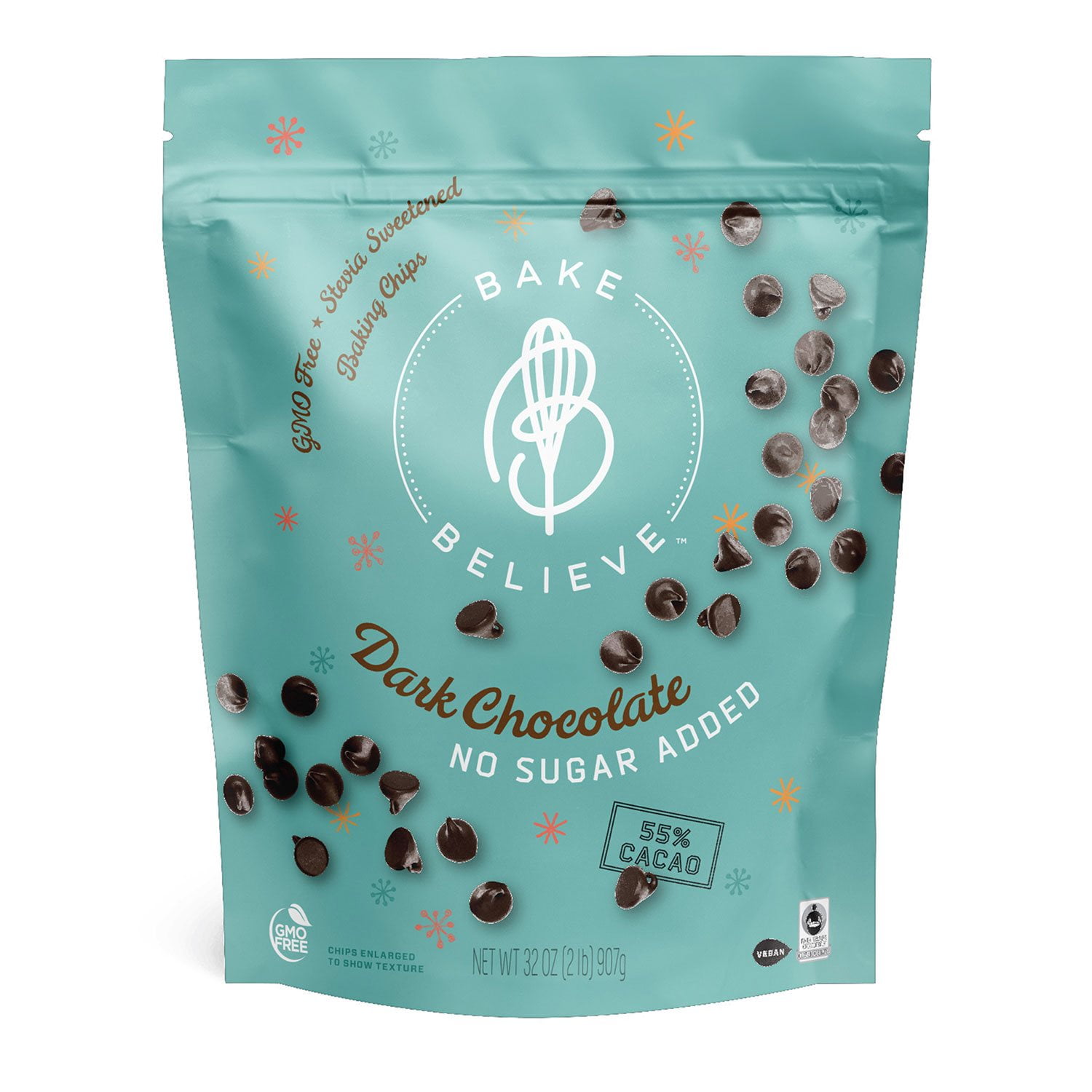 1 Pack (32 oz) Bake Believe Dark Chocolate Chips – No Sugar Added ...