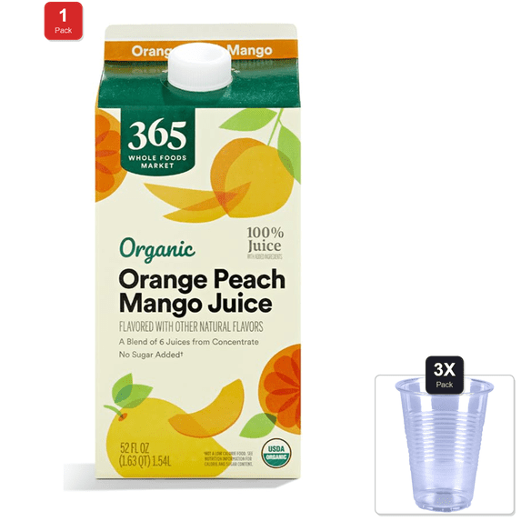 1 Pack | 365 By Whole Foods Market, Organic Orange Peach Mango Juice ...