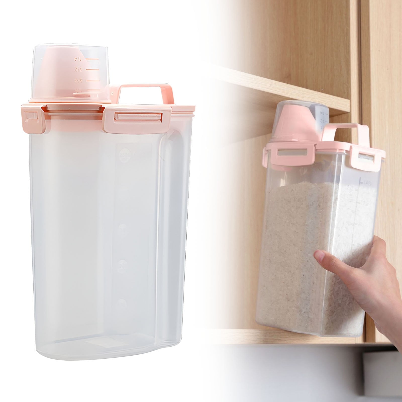 1-Pack 3L Airtight Food Storage Container with Measuring Cup & Flip Lid ...