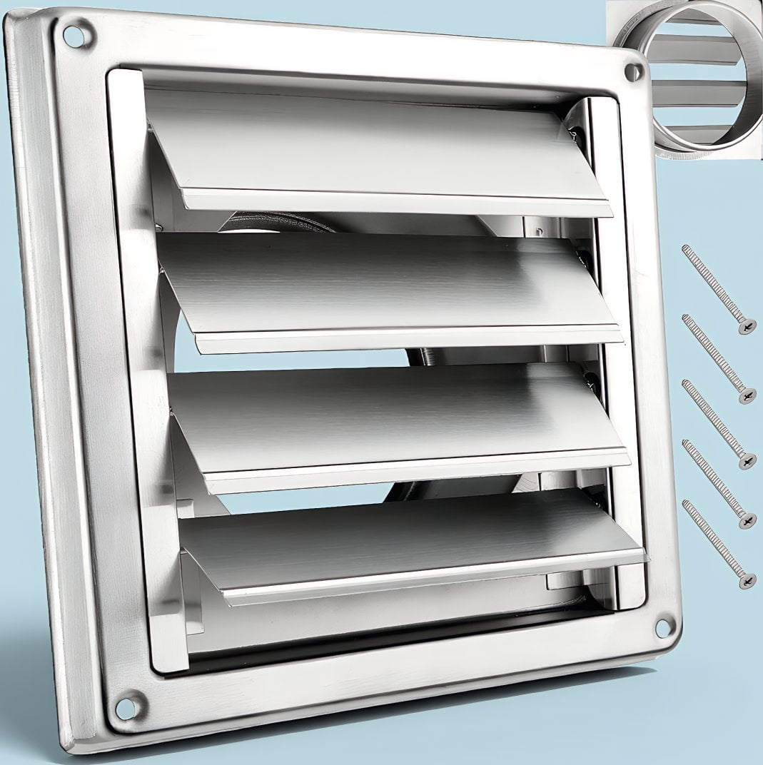 1-Pack 4 Inch Exterior Wall Vent Cover, Stainless Steel Louvered Dryer ...
