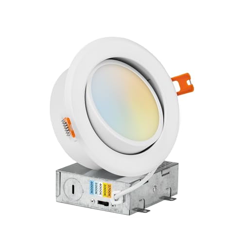 [1-Pack] 4-Inch Gimbal Air-Tight LED 2700K-6000K 5CCT Color Selectable ...