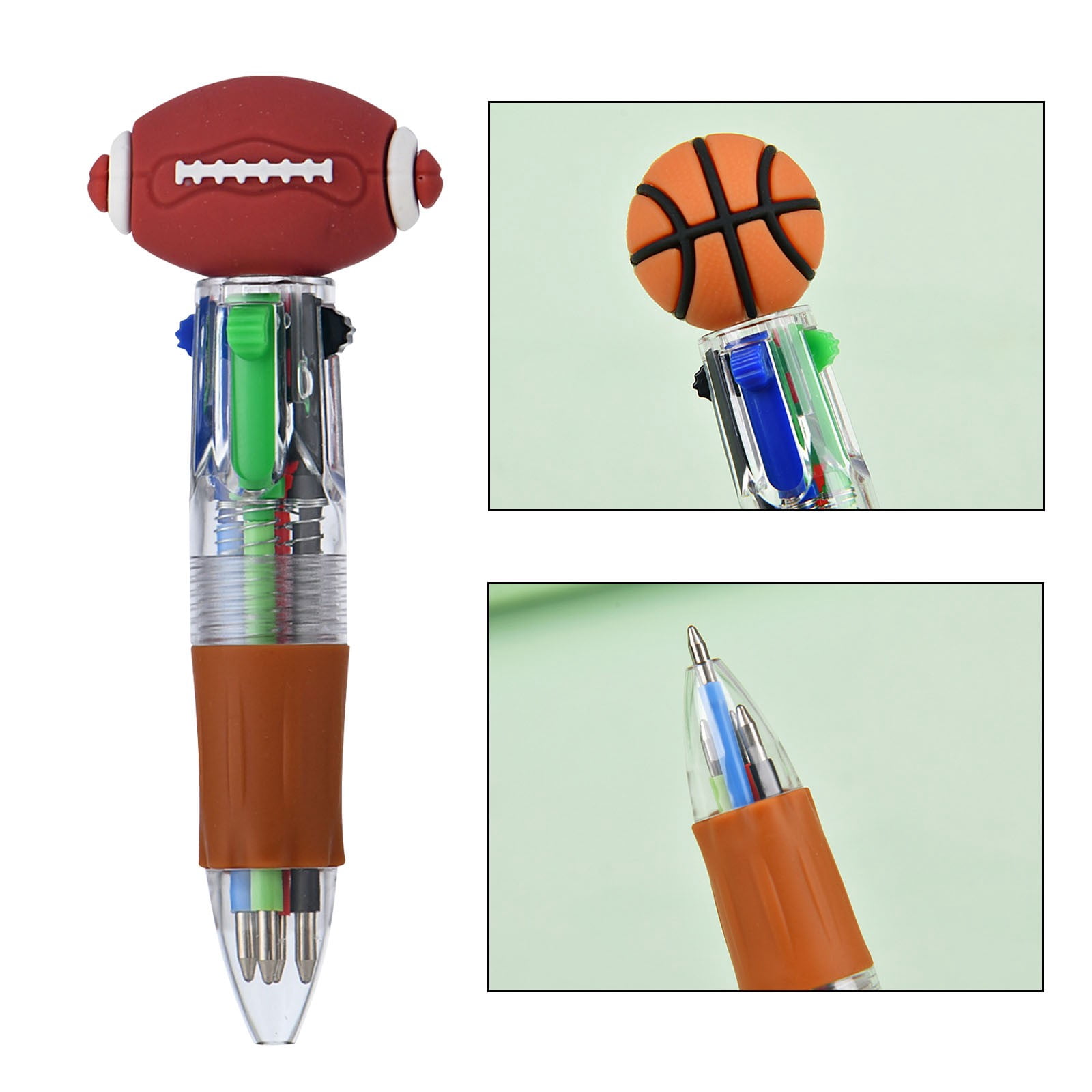 1-Pack 4-in-1 Multicolor Sports-Themed Ballpoint Pen, 0.5mm Retractable ...