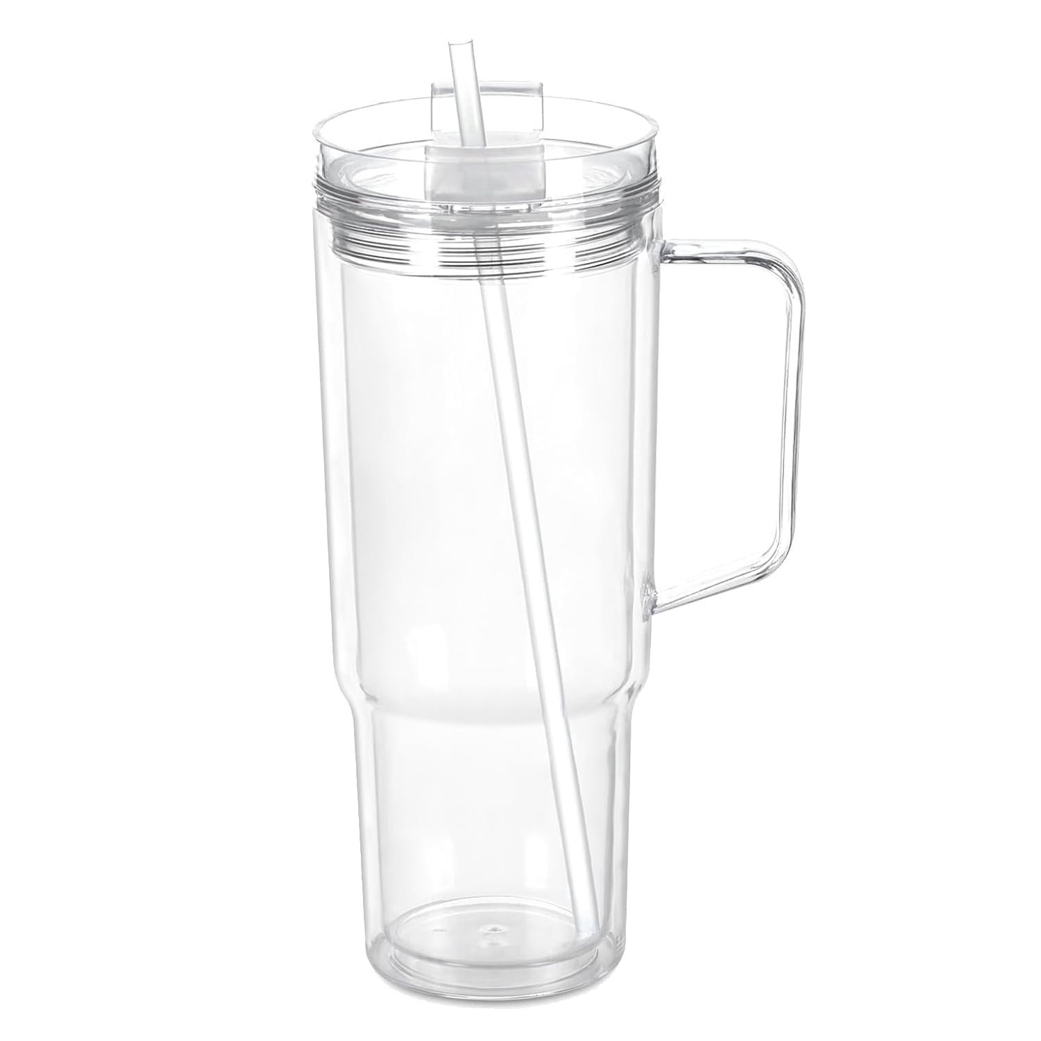 1 Pack 40 Oz Plastic Tumbler with Handle Double Wall Reusable Plastic ...