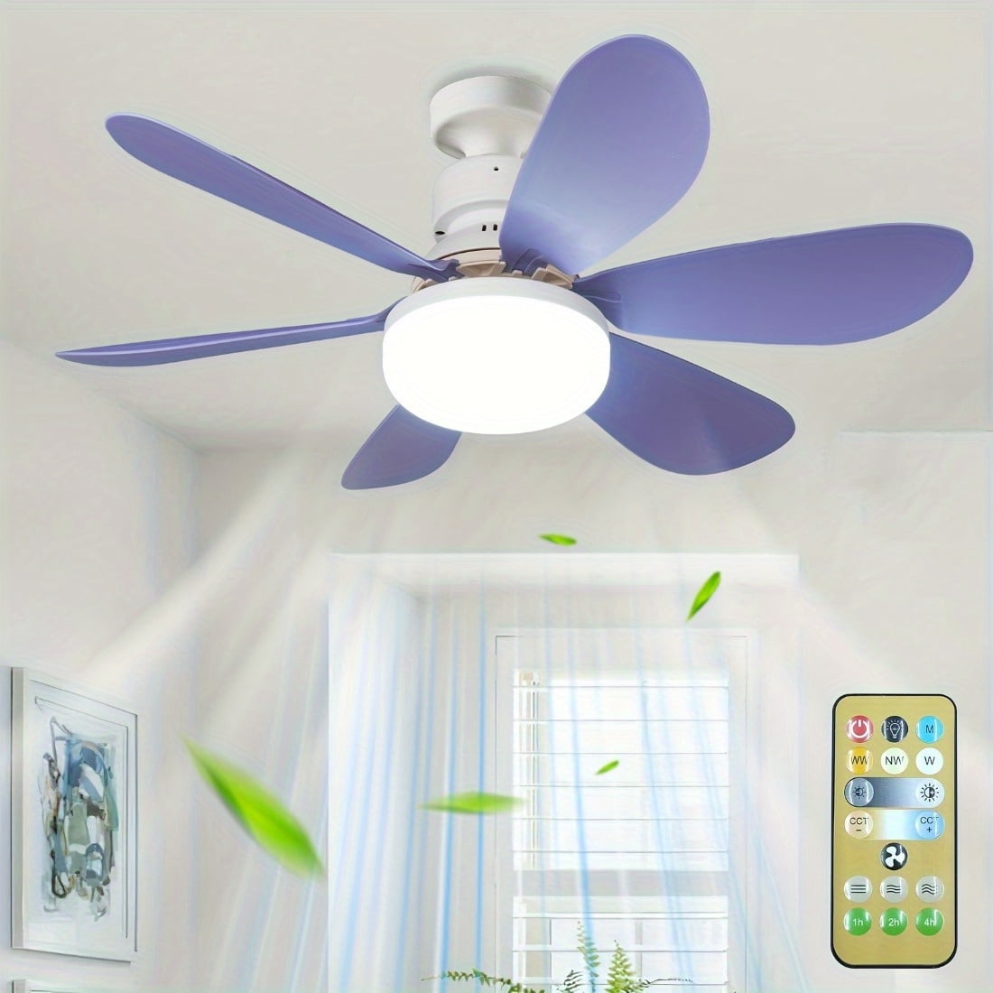1 Pack 40W 20.5"New Small E27 Screw-in Fan Light With Light & Remote ...