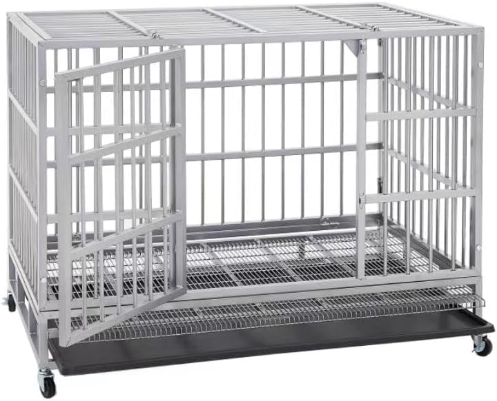 1-Pack 48-Inch Heavy-Duty Wire Dog Crate for High-Anxiety Large Breeds ...