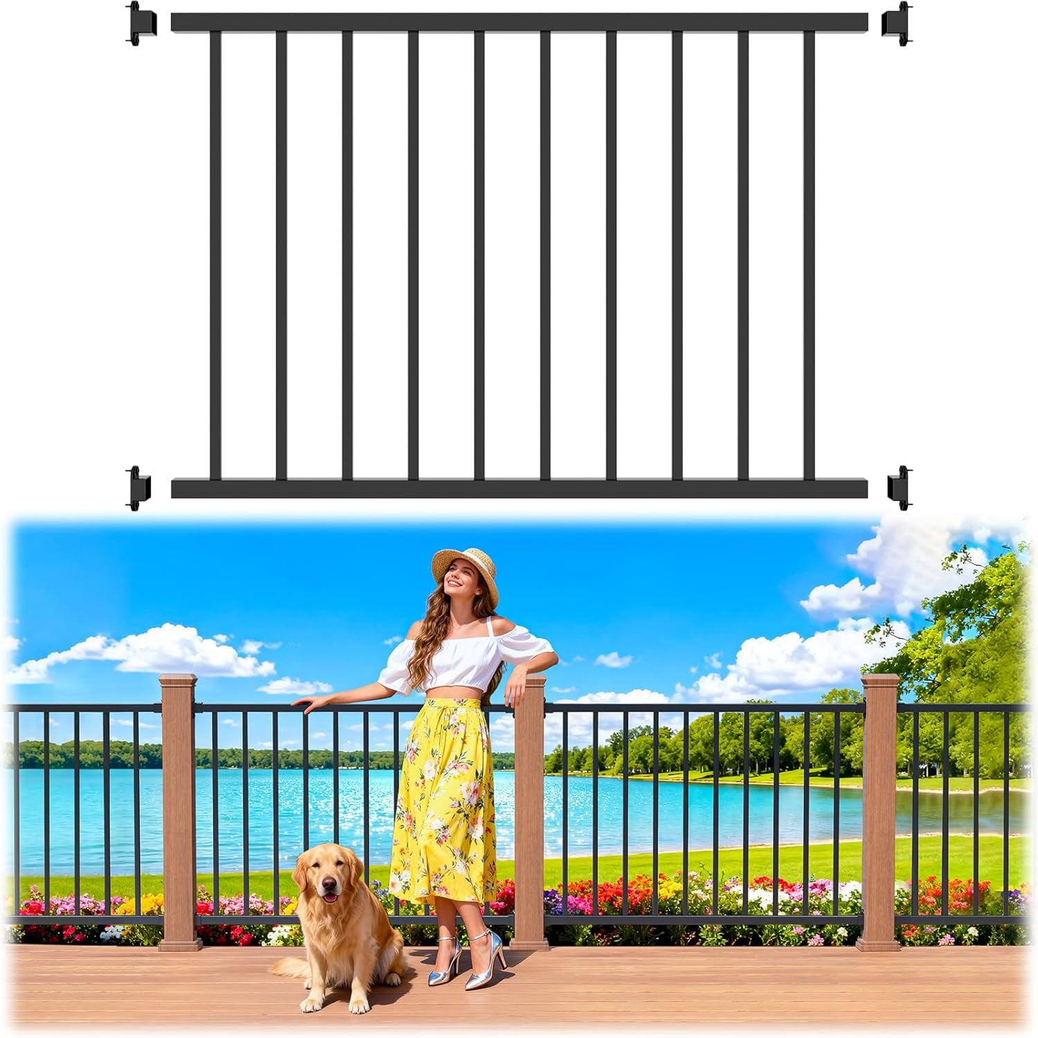1 Pack 4ft x 36in Aluminum Deck Railing Kits for Stairs, AAMA 2604 ...