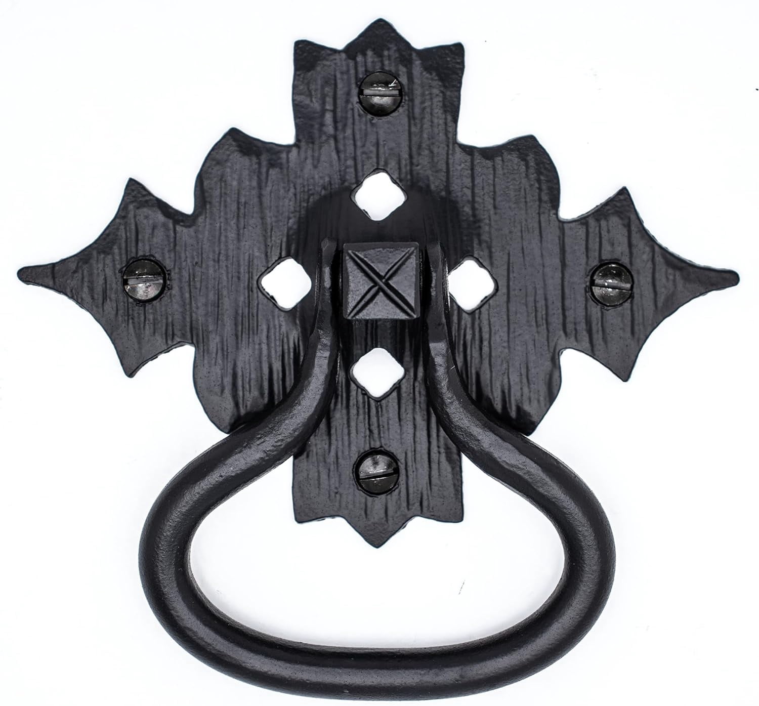 1 Pack 5" Decorative Black Ring Pulls - Heavy Duty Decorative Iron Pull ...