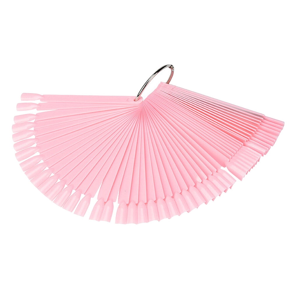 1 Pack 50 Sheets Fan Shaped Nail Polish Gel False Nail Tips Colored ...