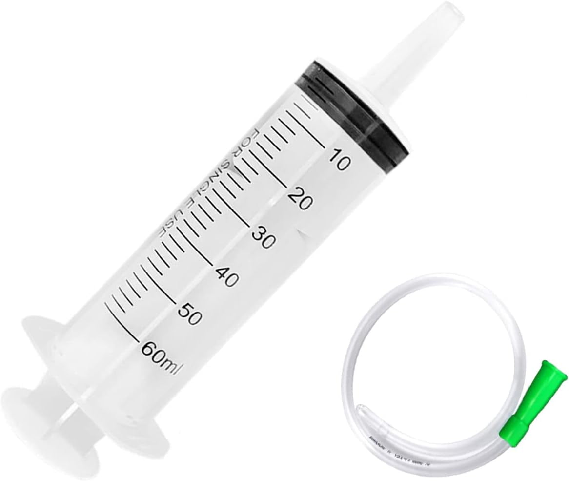 1 Pack 50ml Luer Lock Plastic Syringe with Tube, Catheter Tip Syringe ...