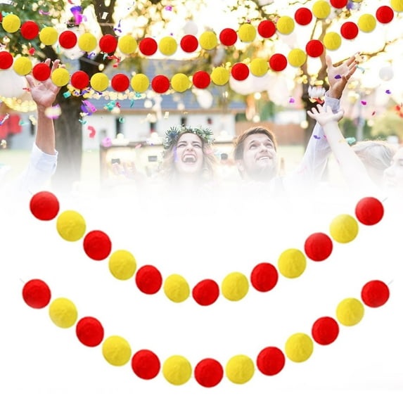 1 Pack 6.6 Feet Colorful Pom Pom Garland Decorations, 30 Balls Rainbow ...