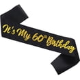 1 Pack 60th Birthday Sash, Black Satin with Gold Glitter Lettering ...