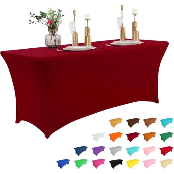 2 Pack 6FT Table Cloth for Rectangular Fitted Events Stretch Yellow ...