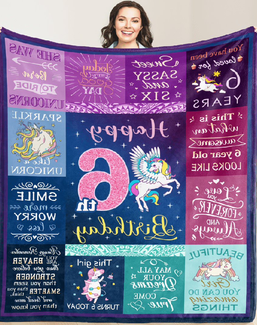 1 Pack 6th Birthday Flannel Throw Blanket 50x40 Inch, Gift Blanket for ...