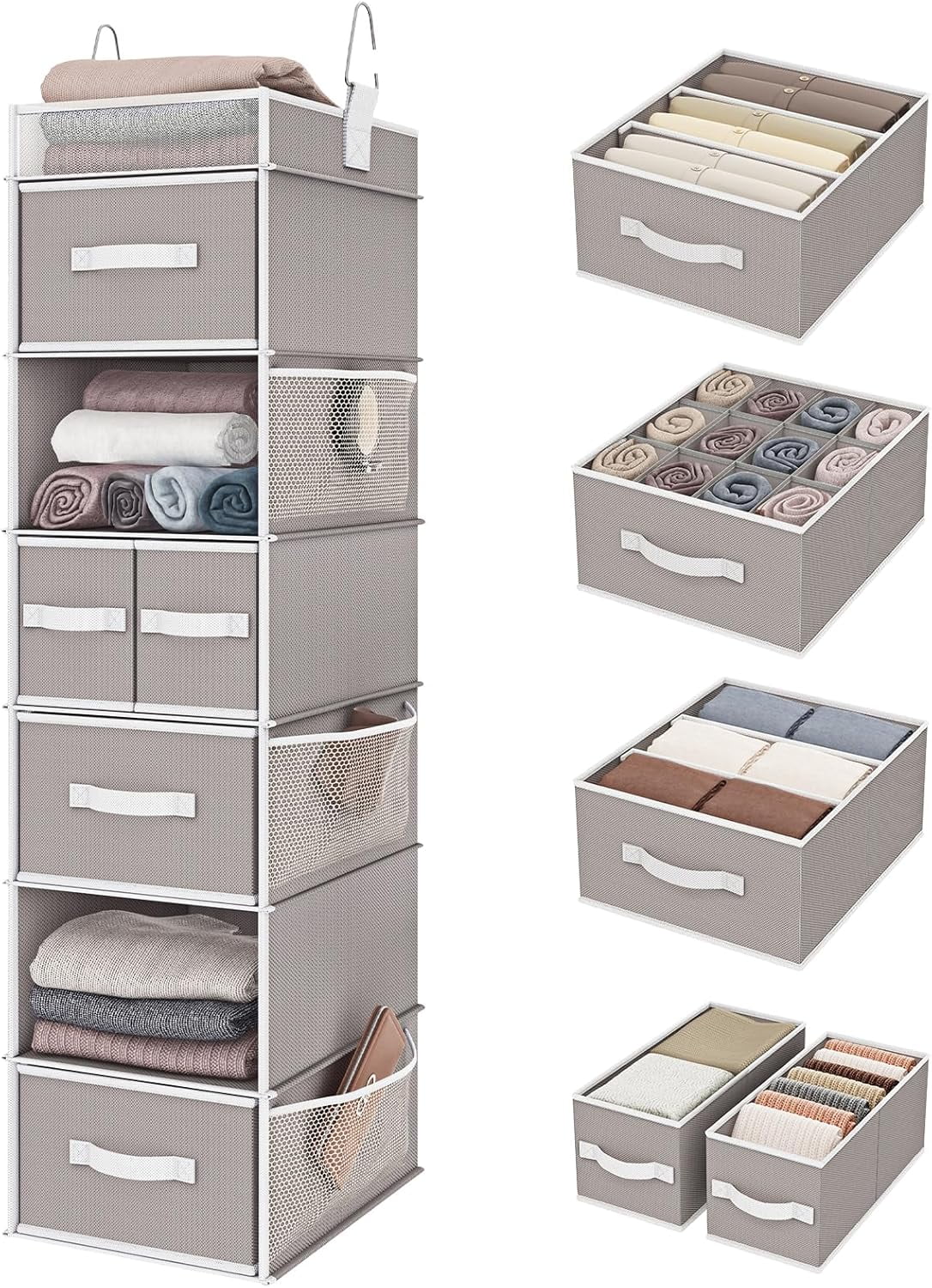 1 Pack 7-Shelf Hanging Closet Organizer, Hanging Shelves for Closet ...