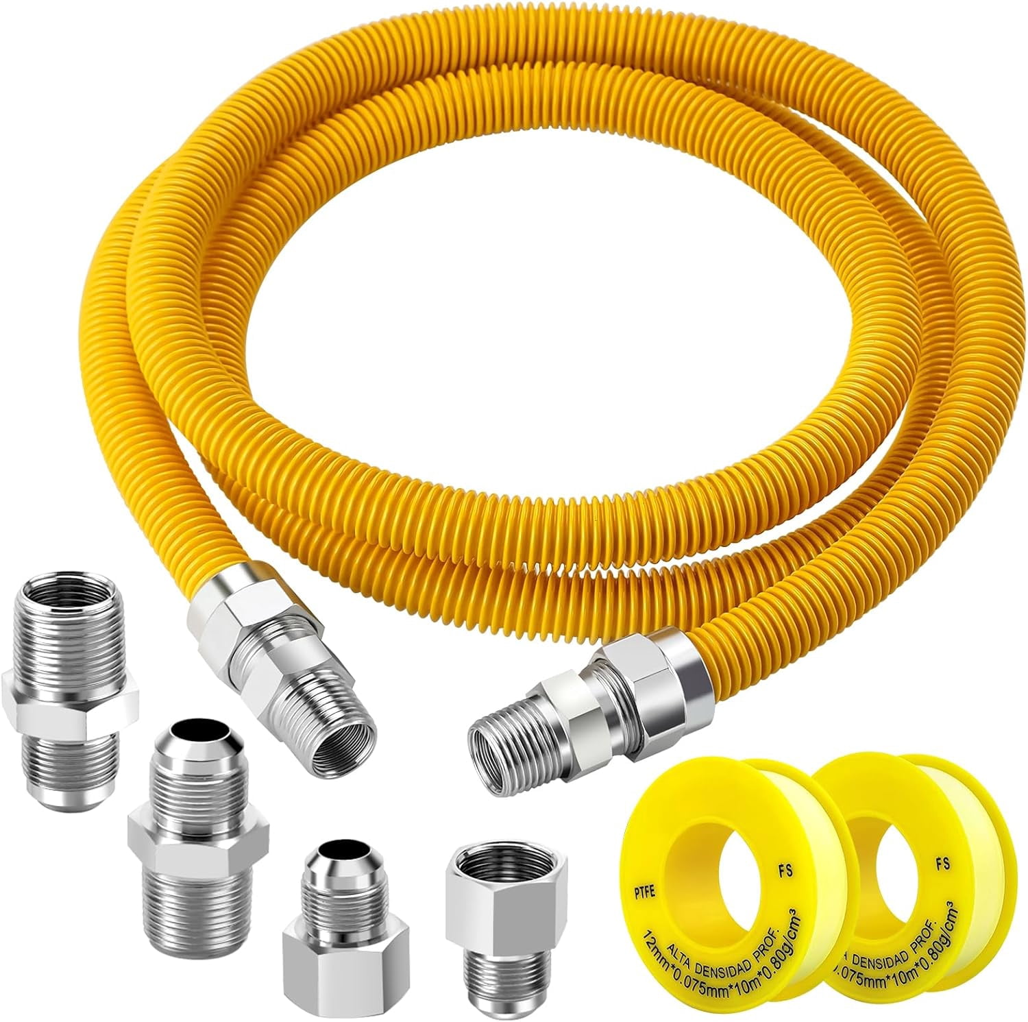1-Pack 72 in. Flexible Gas Line Kit, Stainless Steel, 5/8 in. OD, for ...