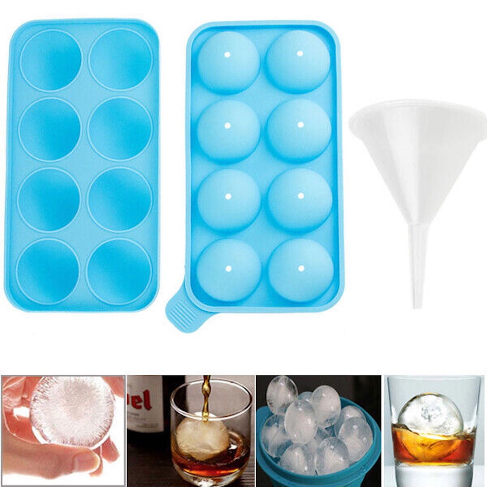 1 Pack 8 Grids Ice Ball Mold Cube Frozen Maker with Funnel Blue Color ...