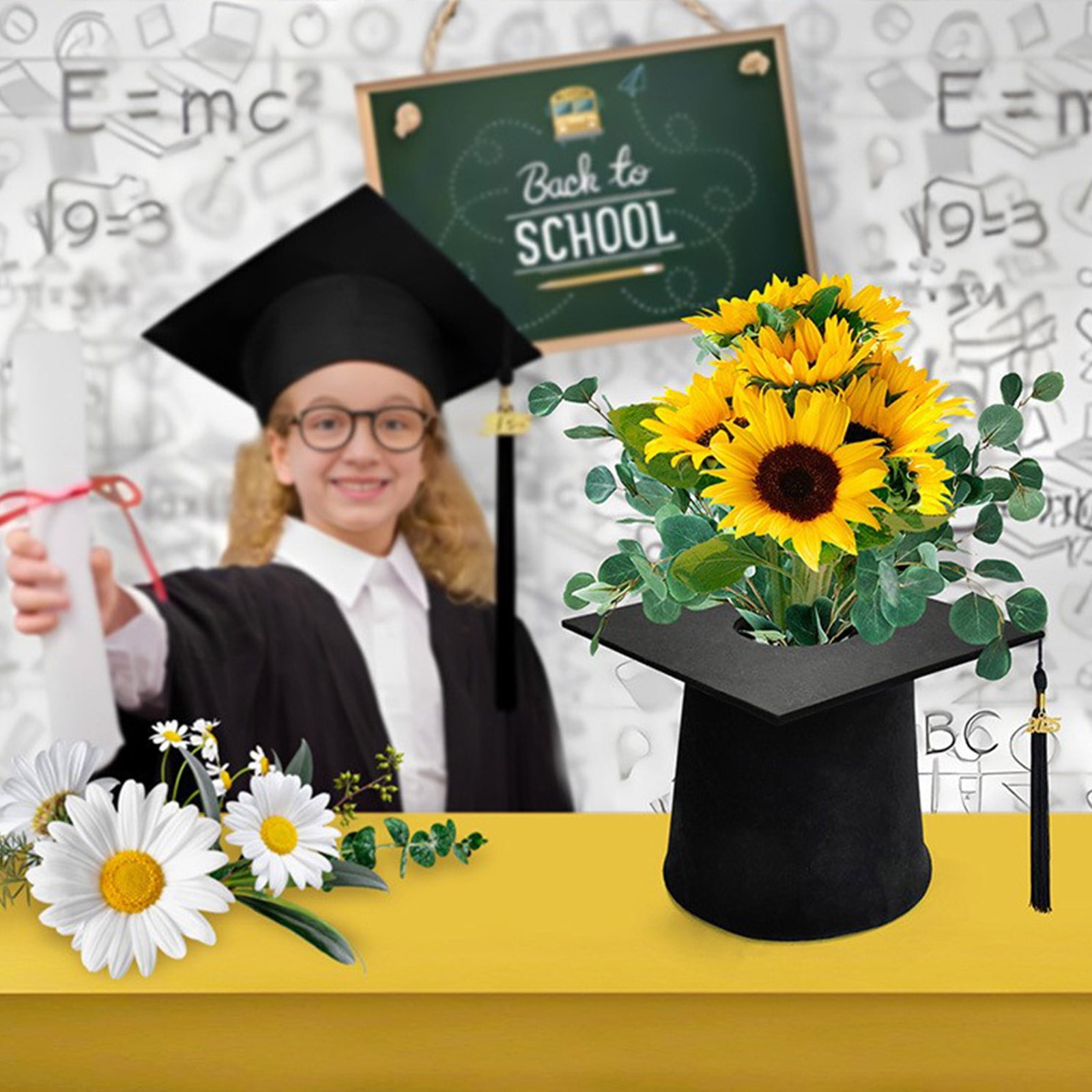 1 Pack 8 x 10 in Graduation Cap Candy Box and Graduation Cap Flower ...