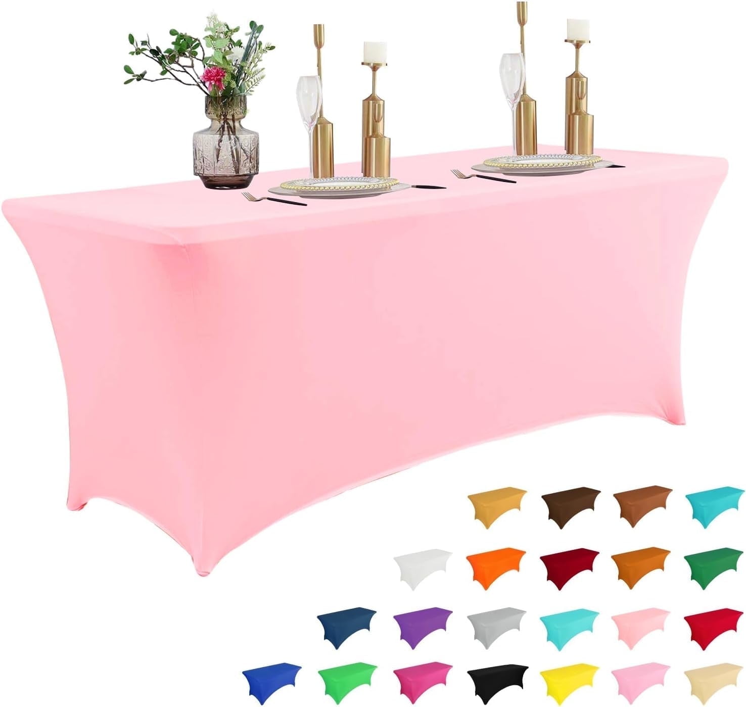Parojati 1 Pack 8FT Table Cloth for Rectangular Fitted Events Stretch ...