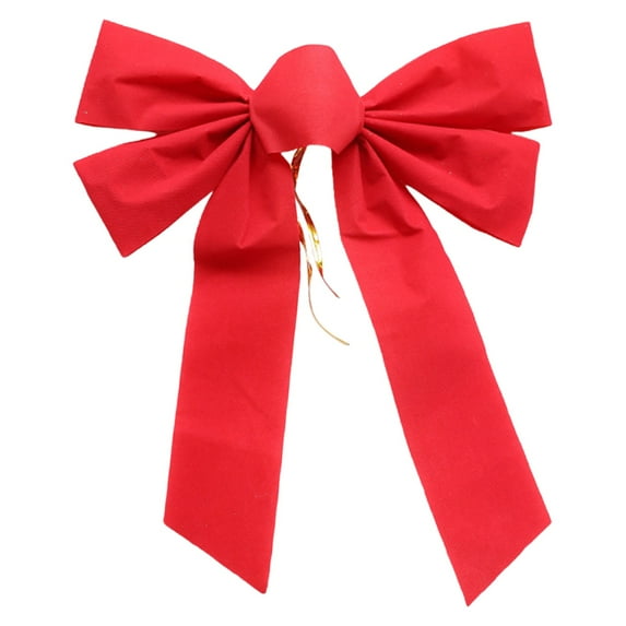 1 Pack 9"×11" Red Christmas Ribbon Bow | Pre-Tied Flocked Bow for Xmas ...